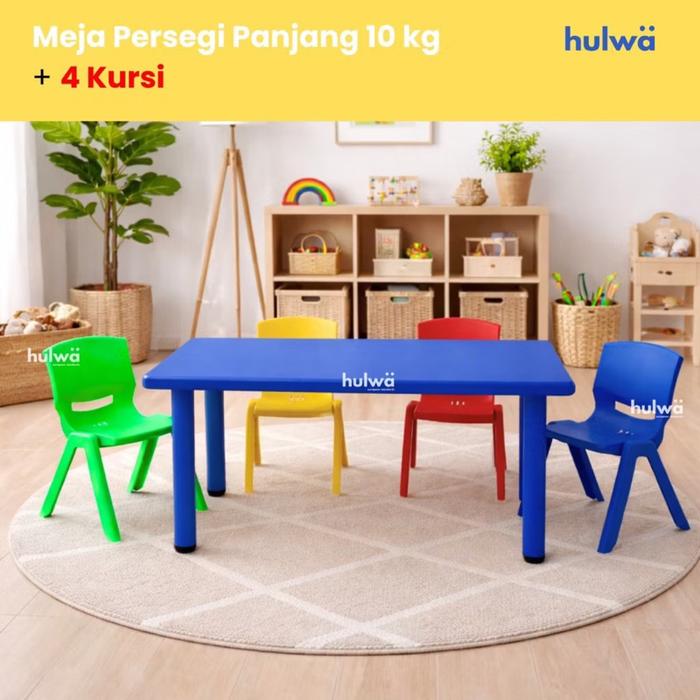 Jual Meja Persegi Panjang Anak TK Warna Warni Kaki Besi Hulwa SET 4 ...