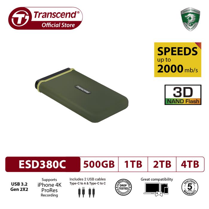 Promo Transcend ESD380C External SSD USB 3.2 Gen 2x2 (USB 20Gbps) - 4TB ...