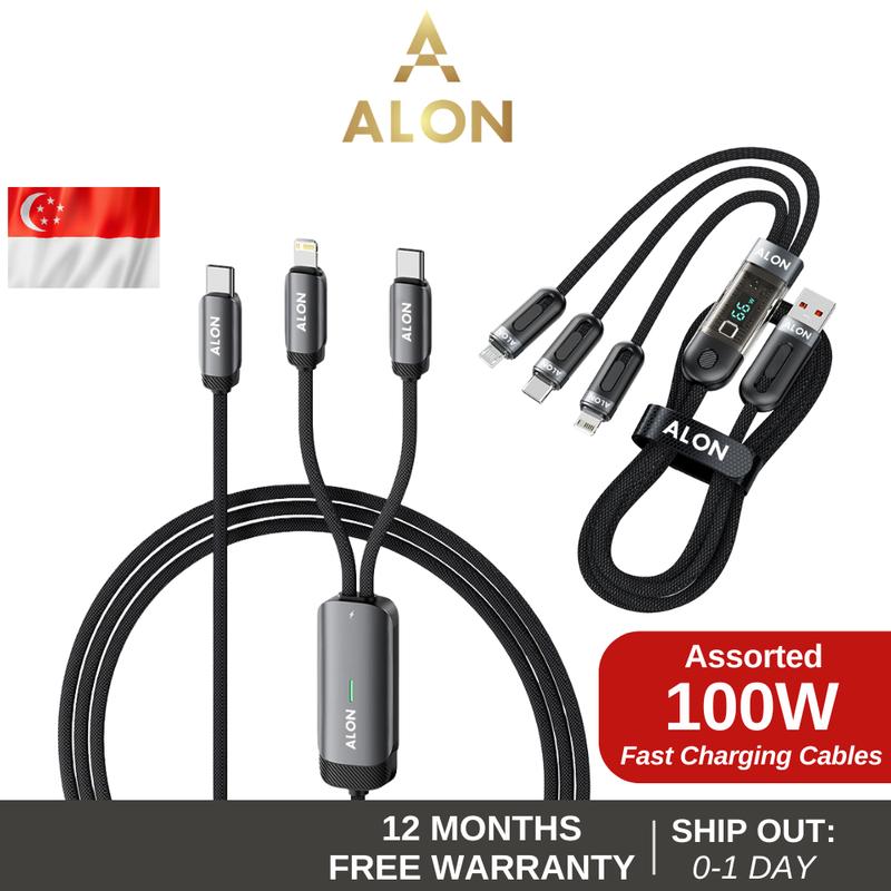 (SG) ALON 100W PD Type C 2 in 1 / 3 in 1 / L / Micro Fast Charging ...