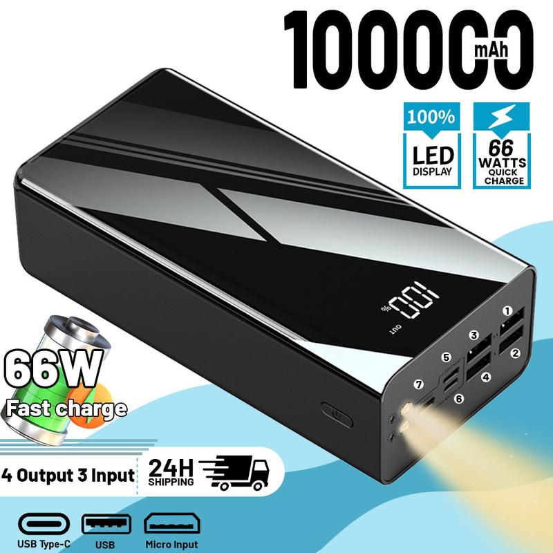 (COD) 【24H SHIP】100000mAh original powerbank Large Capacity 3.1A ...