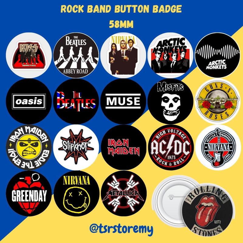 Rock Band Logo Design Button Badge With Pin - TikTok Shop Malaysia