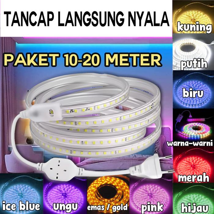 Jual PAKET 10 / 20 METER LAMPU LED STRIP 5050 / 2835 / 3528 PLUS SOCKET ...