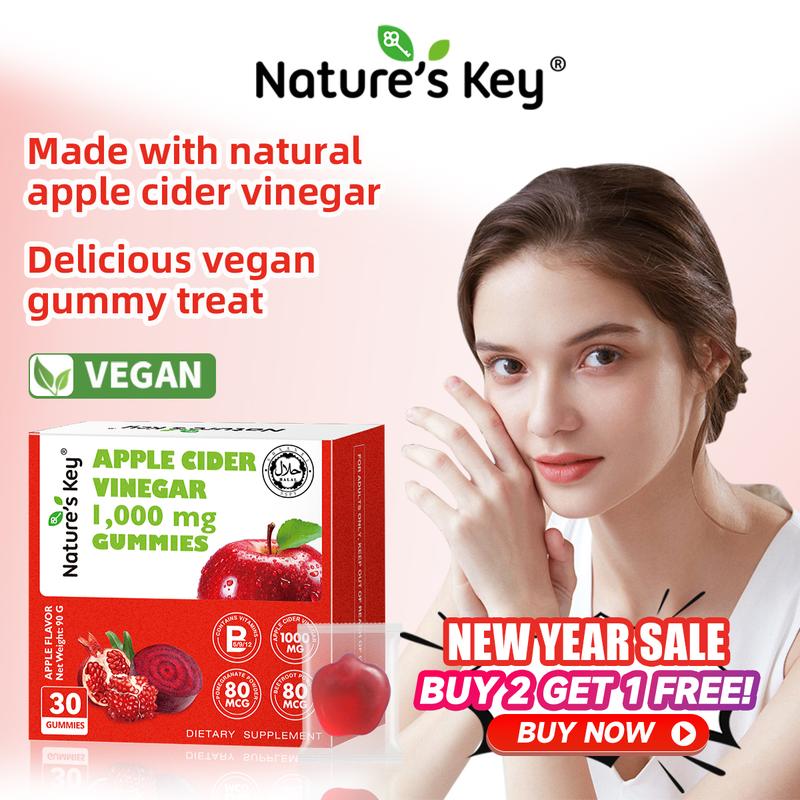 Nature’s Key Vegan Apple Cider Vinegar Gummies (ACV) with Folic ...