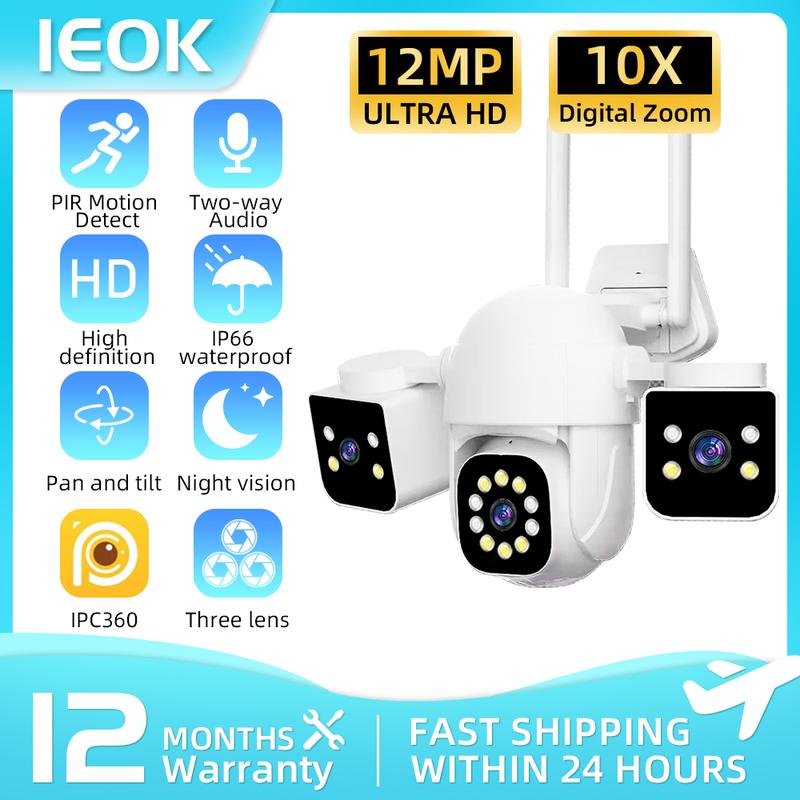 IPC360 Home 3 lens 12MP 6K wireless CCTV camera WIFI mobile tracking ...