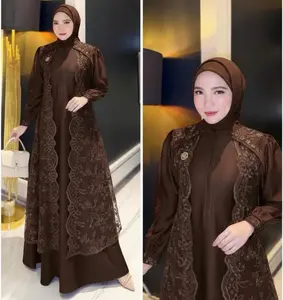 Dress Mewah Terbaru Laila Dress Bahan Velvet Mix brokat Aplikasi Tille ...
