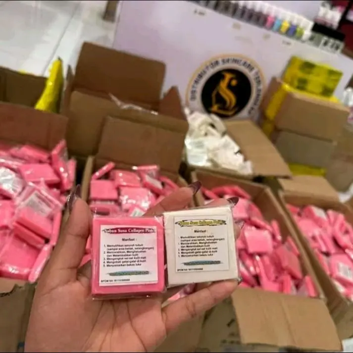 [ ORIGINAL BPOM ] SELUSIN 12PCS SABUN PEMUTIH SUSU COLLAGEN PINK ...