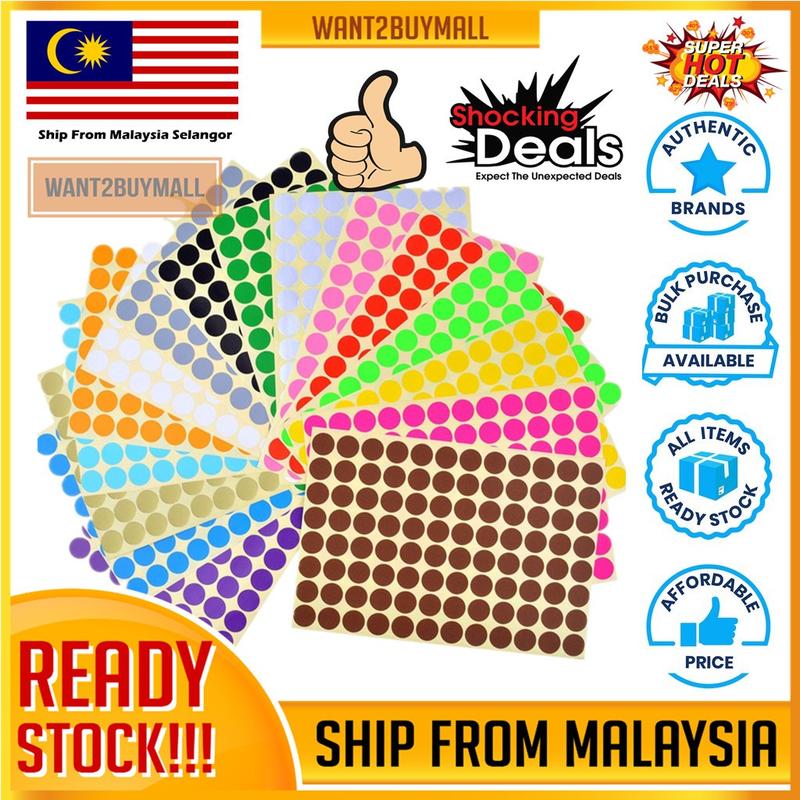 🇲🇾 1 Sheet Round Circle Bulat Dot Self Adhesive Color Labe - TikTok ...