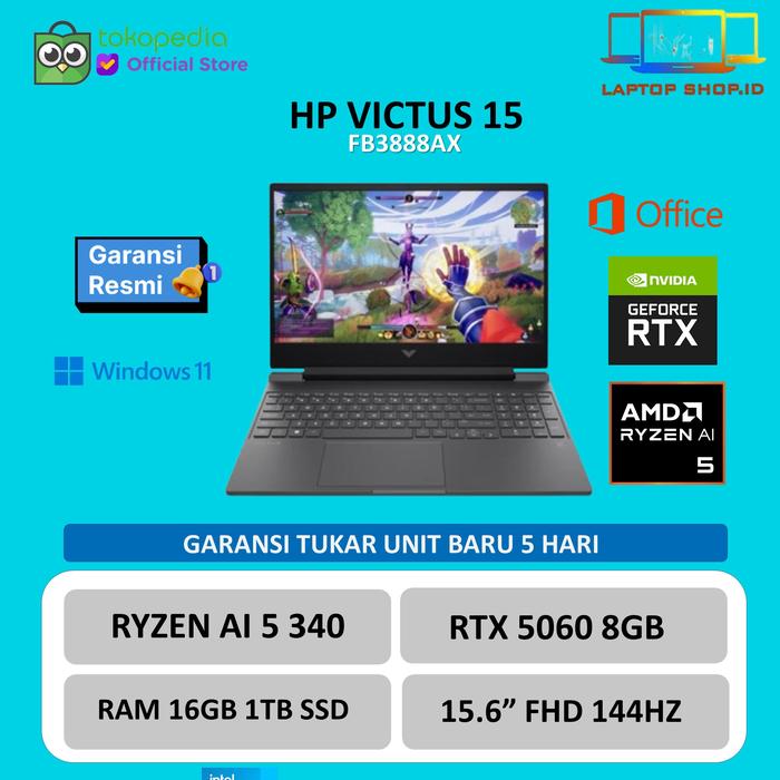 Promo HP VICTUS 15 RYZEN AI 5 340 RTX5060 RAM 16GB 1TB SSD 15.6FHD ...
