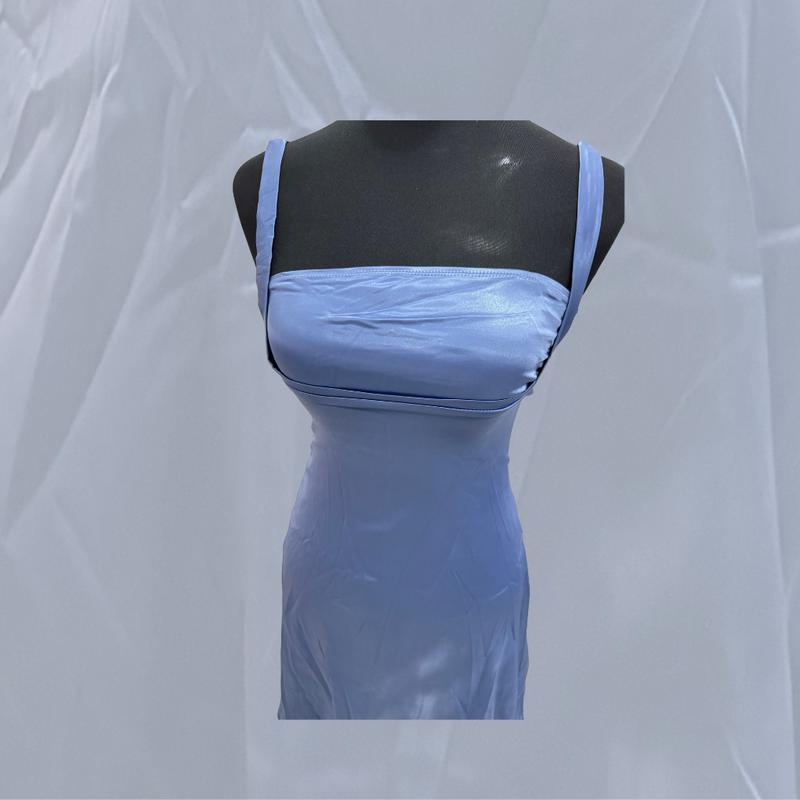 INSHE Pink Blue Faux Sliky Dress Elegant High Quality - TikTok Shop ...