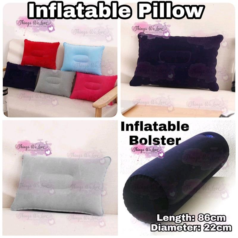 [SG][FREE SHIP] Inflatable Travel Pillow Bolster Deflatable Velvet Feel ...