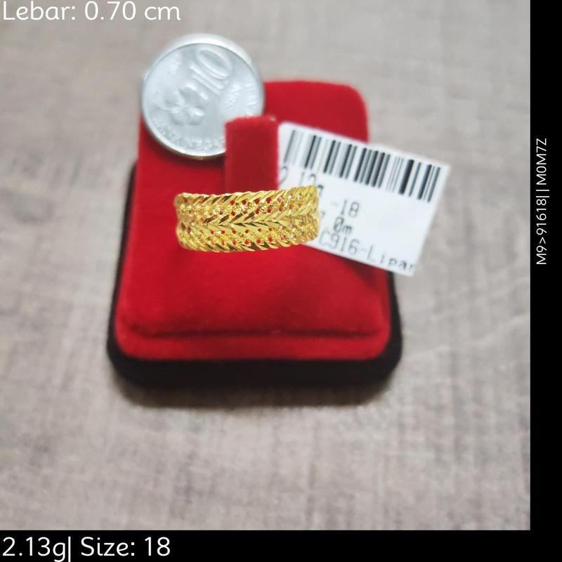 Emas 916,Cincin Lipan Double Crps2 Kait2 0.7cm Design:7893 91618(M9 ...