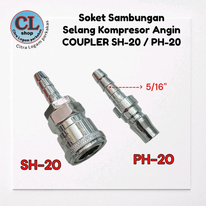 Jual SOKET COUPLER SH20 / PH20 SAMBUNGAN SELANG KOMPRESOR ANGIN nepel 5 ...