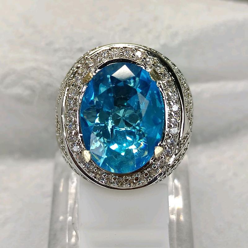 Cincin Batu Permata Blue topaz London Oval Cutting - Shop | Tokopedia