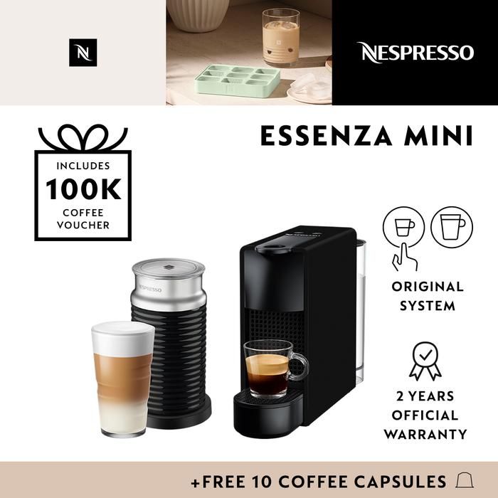 Promo NESPRESSO Essenza Mini Coffee Machine, Black with Aeroccino3 ...