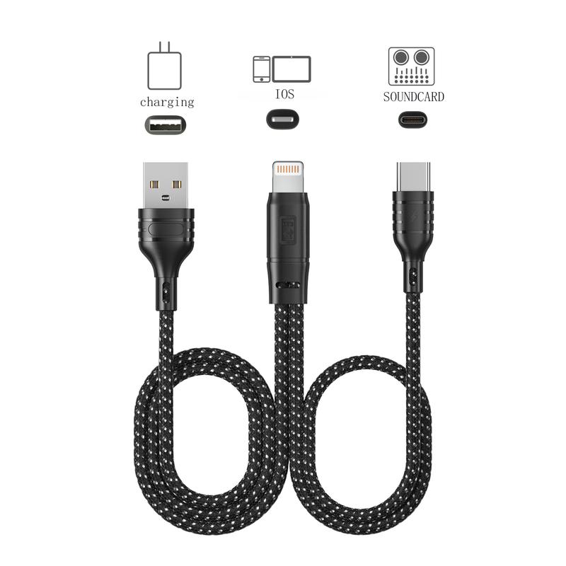 Hosabely OTG Charging And Live Broadcast Cable With Typec+Lightning+USB ...
