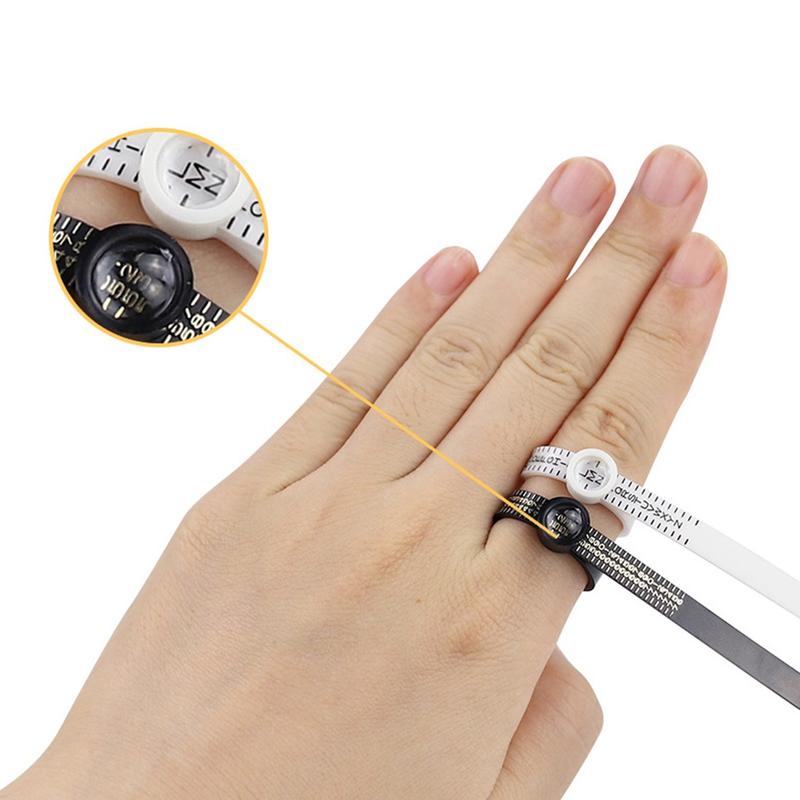 1PC White/Black Ring Measuring Ruler With Magnifying Glass Finger ...