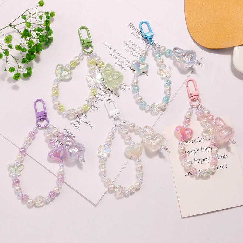 Rantai kunci rama-rama dan bunga comel untuk wanita, rantai kunci ...