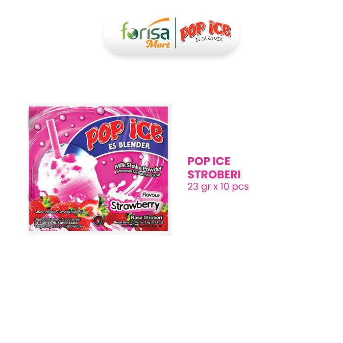 Promo Pop Ice Milk Shake Powder Rasa Stroberi | Renceng - 25gr x 10 ...