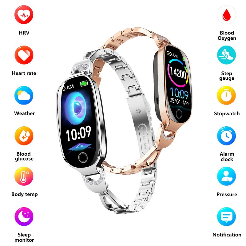 Golden Wearable Smartphone for Women with Heart Rate, SpO2, Blood ...