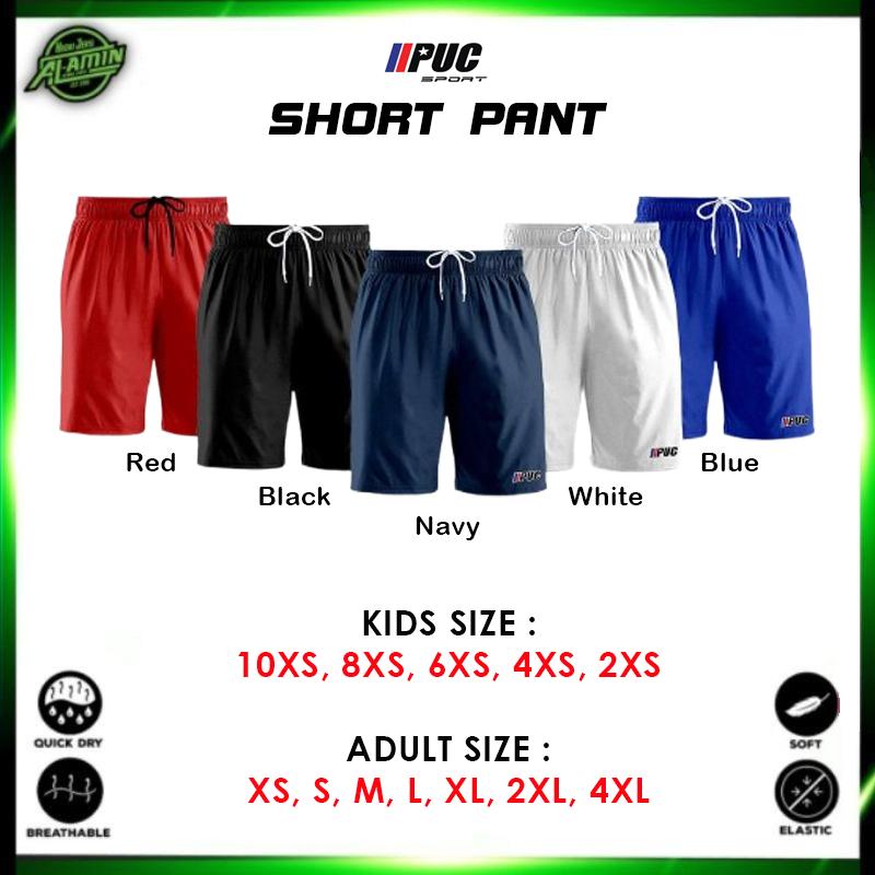 Seluar Pendek PUC Sport Dewasa & Budak | Fabrik Microfiber, Pinggang ...