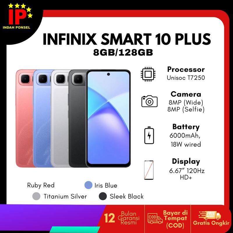 Infinix Smart 10 Plus 8GB/128GB | 6000mAh | Garansi Resmi Nasional ...