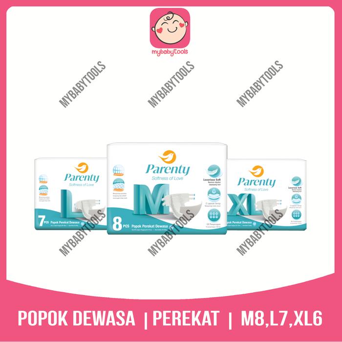 Promo PARENTY ADULT DIAPERS SOFT PANTS & TAPE M8 L7 XL6 M10 L8 XL8 ...