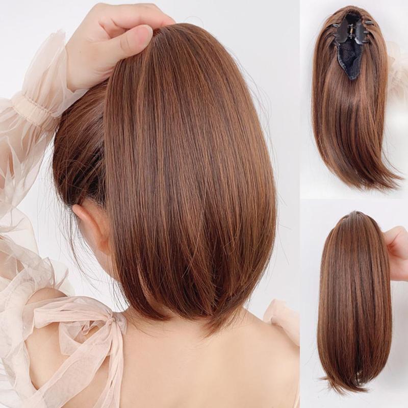 YANKUN 38cm Natural Ponytail Wig Short Straight Ponytail Clip-on ...