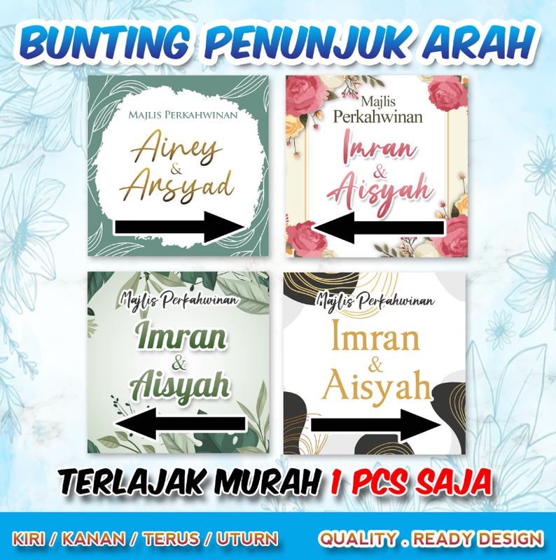BUNTING PENUNJUK ARAH KAHWINMURAH 1X1 & 2x2 (1 pcs ) - TikTok Shop Malaysia