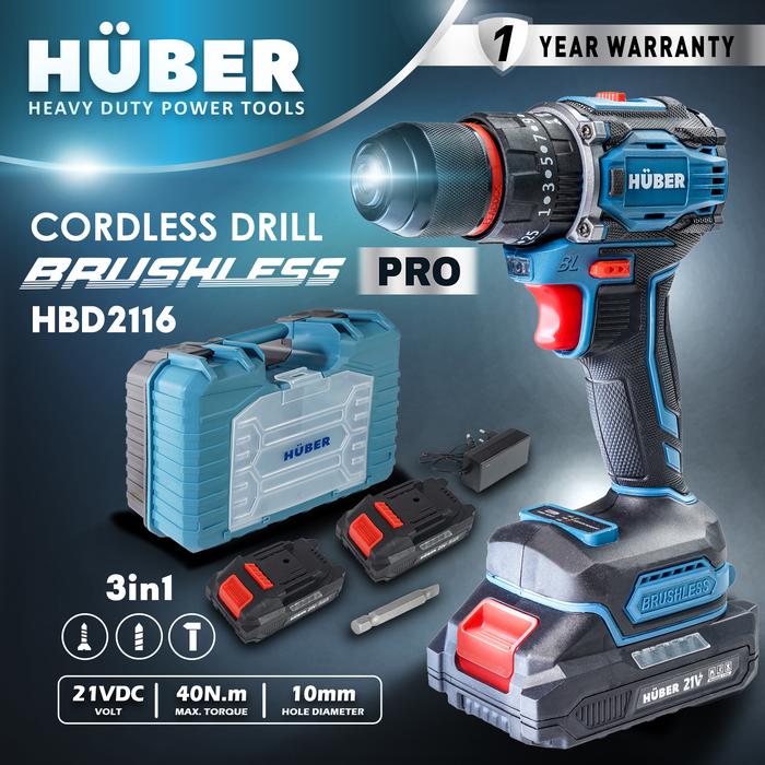 Promo Huber Bor Tangan Listrik Brushless Cordless Drill Bor Portable ...