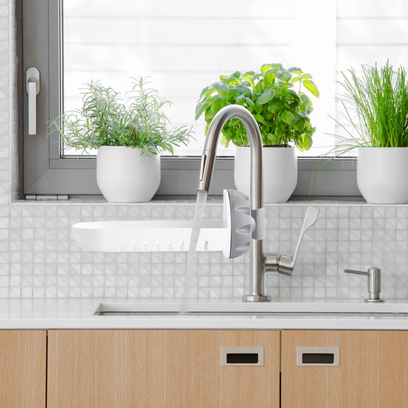 1PCS Kitchen Sink Faucet Rack Storage Basket ABS Plastic Faucet Rack ...