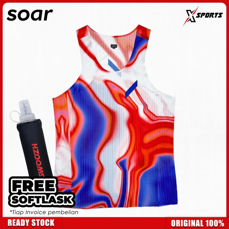 SOAR Running Race Vest HK Exclusive Singlet Men White Blue Red Swirl ...