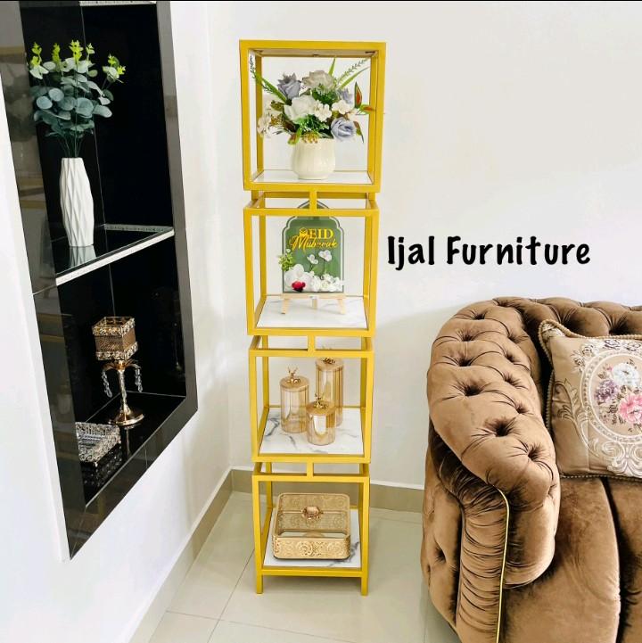 Rak Kubus,Rak Kotak,Rak Hias,Rak Sudut minimalis Besi Gold Putih - Shop ...