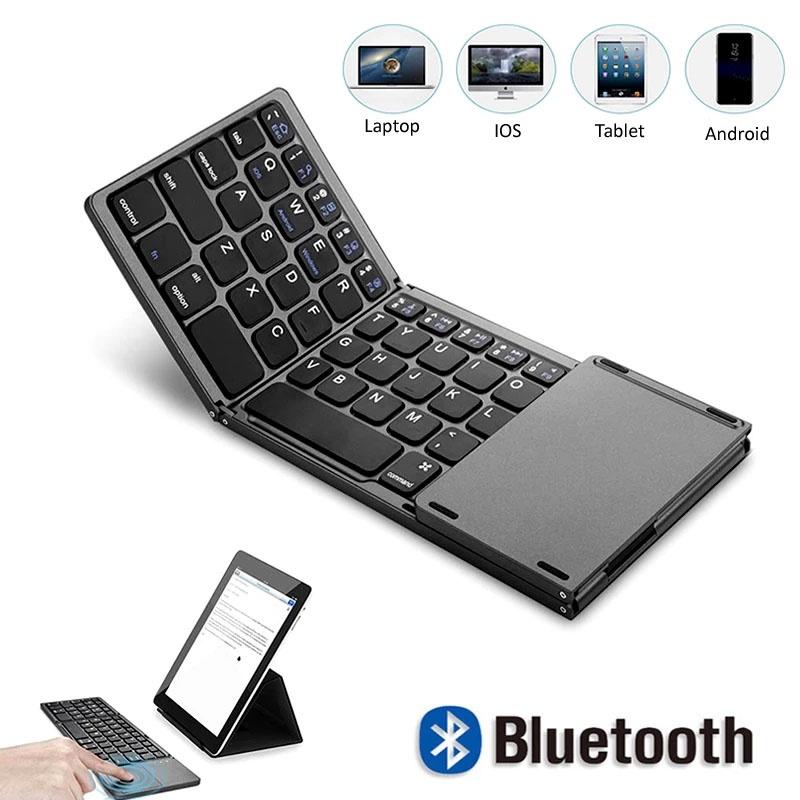 Papan kekunci mini lipat wayarles Bluetooth, Portugis, dengan pad ...
