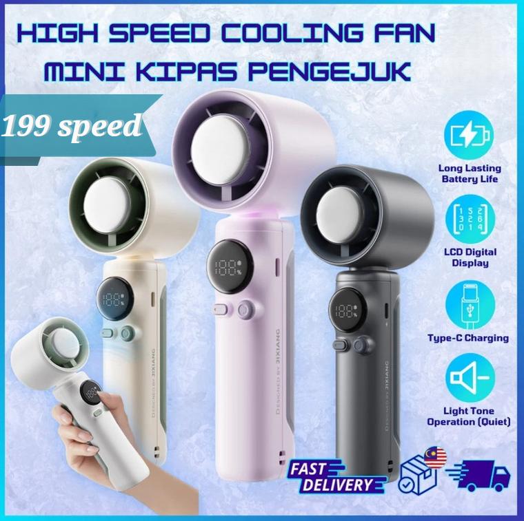 199 Speed Mini Rechargeable Hand Fan LED Display With Potabl - TikTok ...