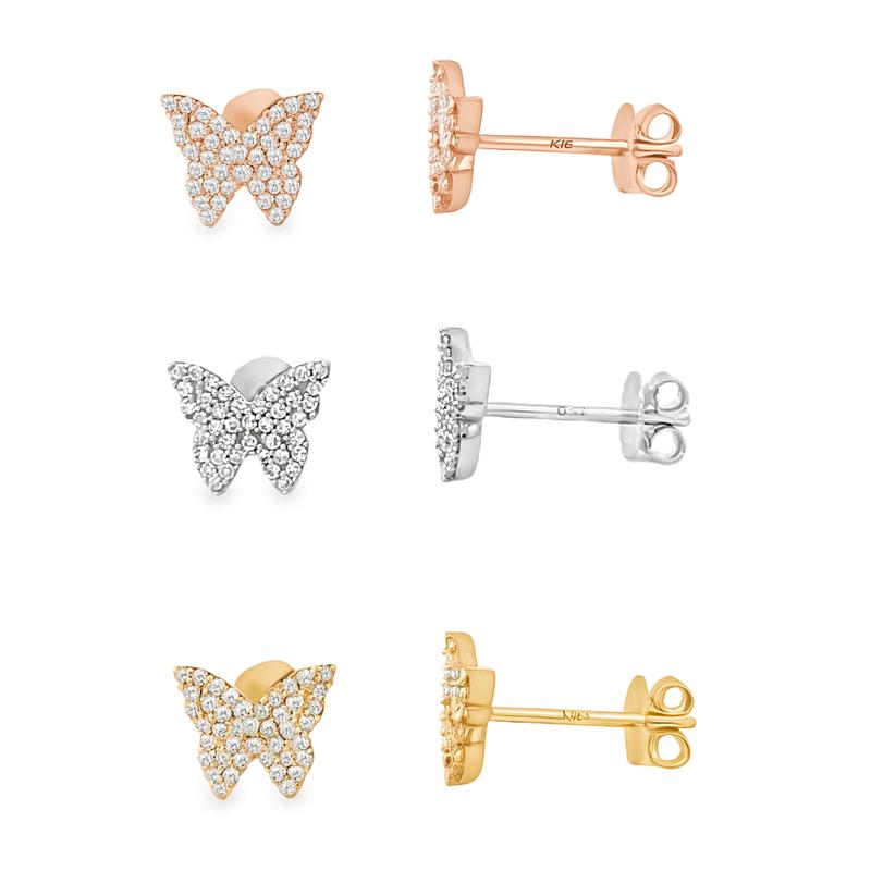 TDA Gold Butterfly Diamond Earrings Anting Emas Berlian Asli Wanita ...