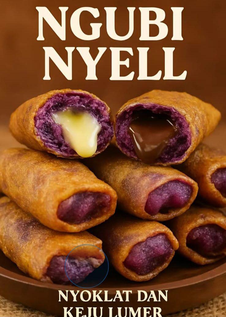 Lumpia ubi ungu dengan isi mozzarella dan chocolate melt - Shop | Tokopedia
