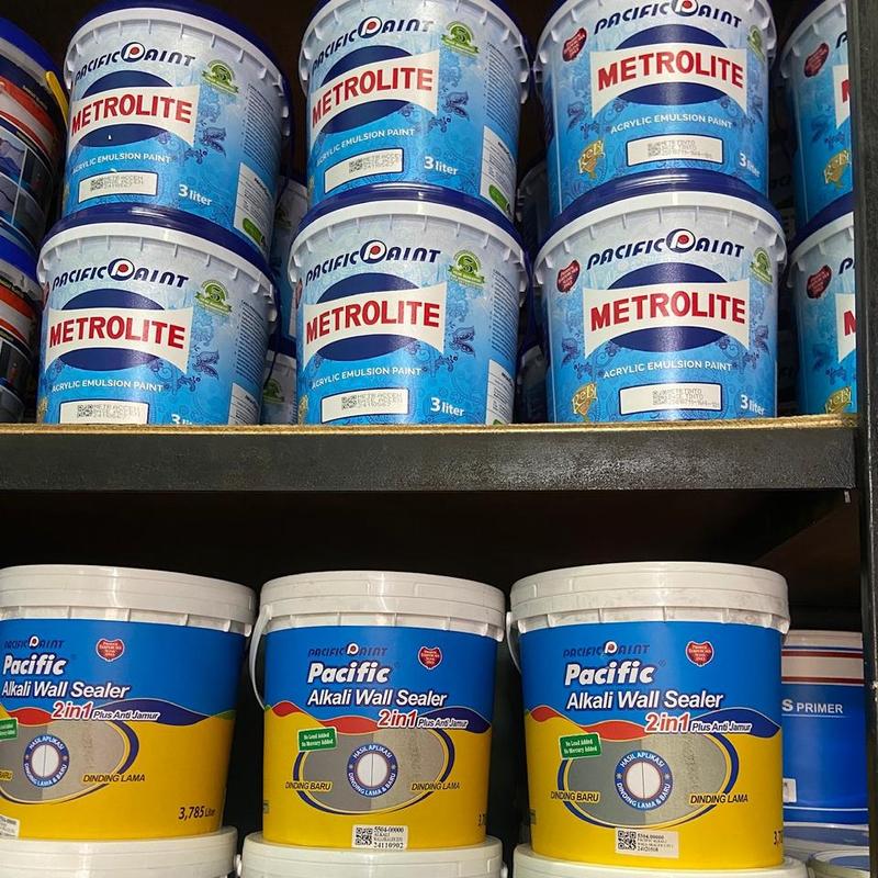 CAT TEMBOK DAN PLAFOND METROLITE ACRILYC EMULSION PUTIH KEBIRUAN 3 ...