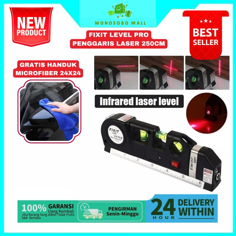 Penggaris Waterpass Laser Level Pro 2 & 3 Fixit dengan Meteran - Shop ...