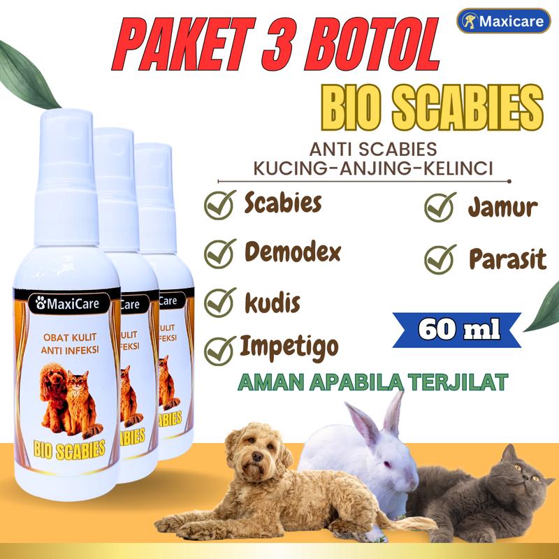 (PAKET 3 BOTOL) Anti Scabies Obat Jamur Kucing dan Anjing Scabies ...