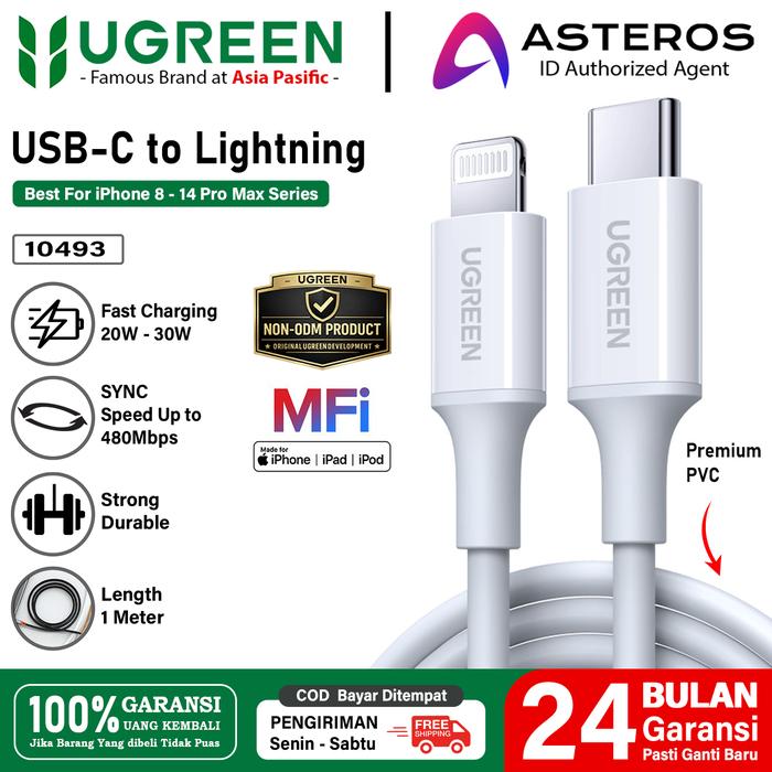Promo UGREEN Kabel Data For iPhone 14 13 12 11 Type C to Lightning Mfi ...