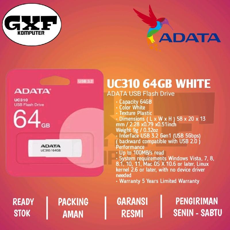 ADATA UC310 64GB - UFD Flashdisk MyFlash USB 3.2 - White - Shop | Tokopedia