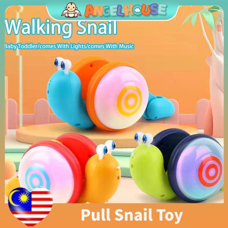 KIds Siput Snail Pull Along Toy Baby Colourful Music Pull Snail ...