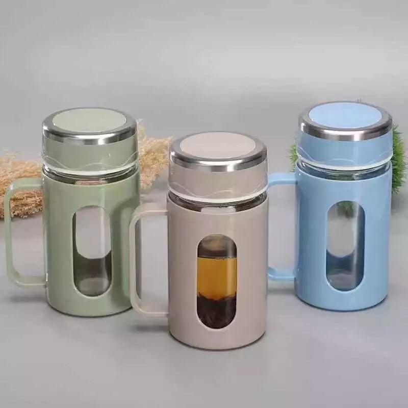 Gelas Kaca Gagang / Gelas Shell 500 ML Kemasan Box/Cangkir Minum Motif ...