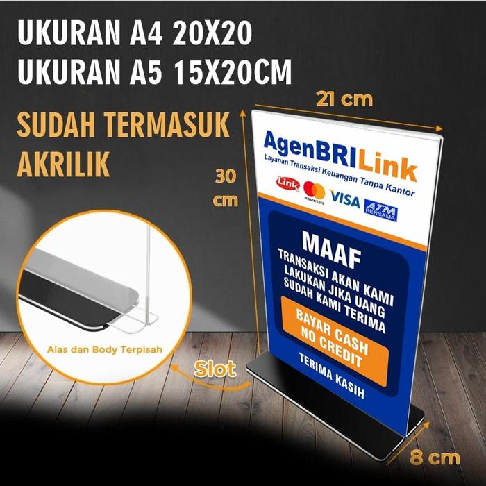Promo AKRILIK + STIKER AGEN BRILINK SOP, PENGUMUMAN DLL - MINI ATM, A4 ...