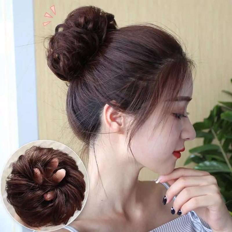 Synthetic Messy Hair Bun Natural Donut Bun Black Elastic Ban - TikTok ...