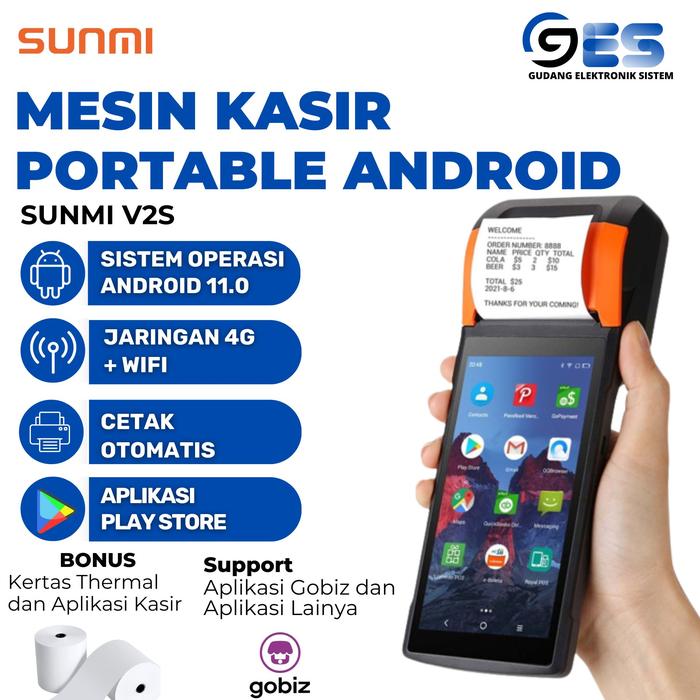 Jual Mesin Kasir Portable Android Sunmi V2s 4GB NFC RAM 2GB ROM 16GB ...