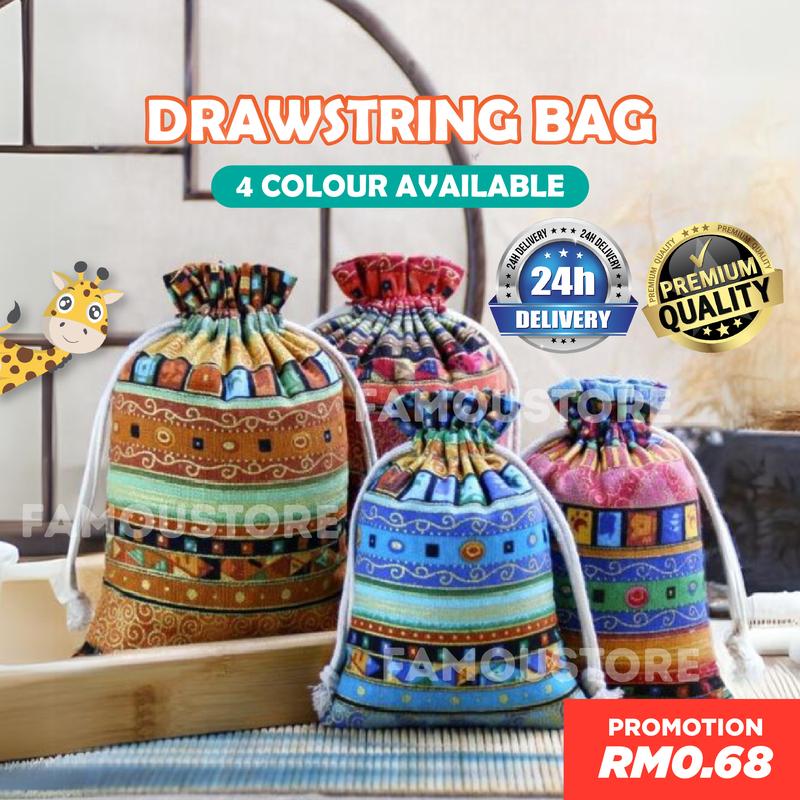 Beg Drawstring Etnik Beg Guni Uncang Emas Ethnic Drawstring Bag Pouch ...