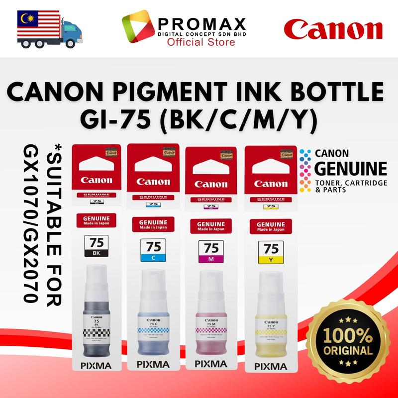 CANON ORIGINAL GI-75 PIGMENT INK BOTTLE (BK/C/M/Y) - TikTok Shop Malaysia