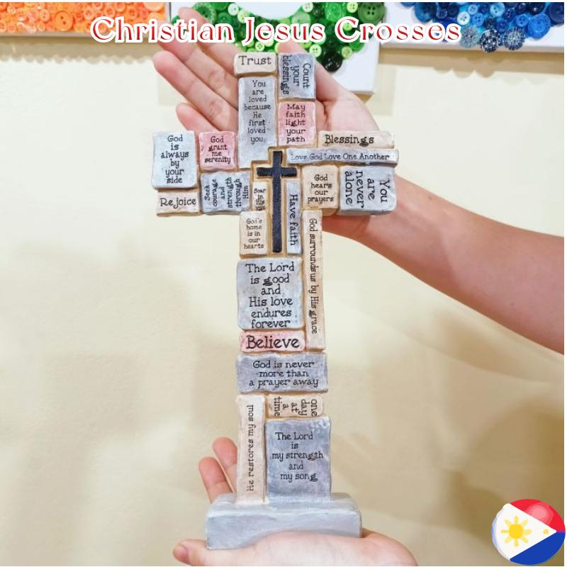 Jesus Crucifix Display stand Home Decor Christian Crosses Figurines ...