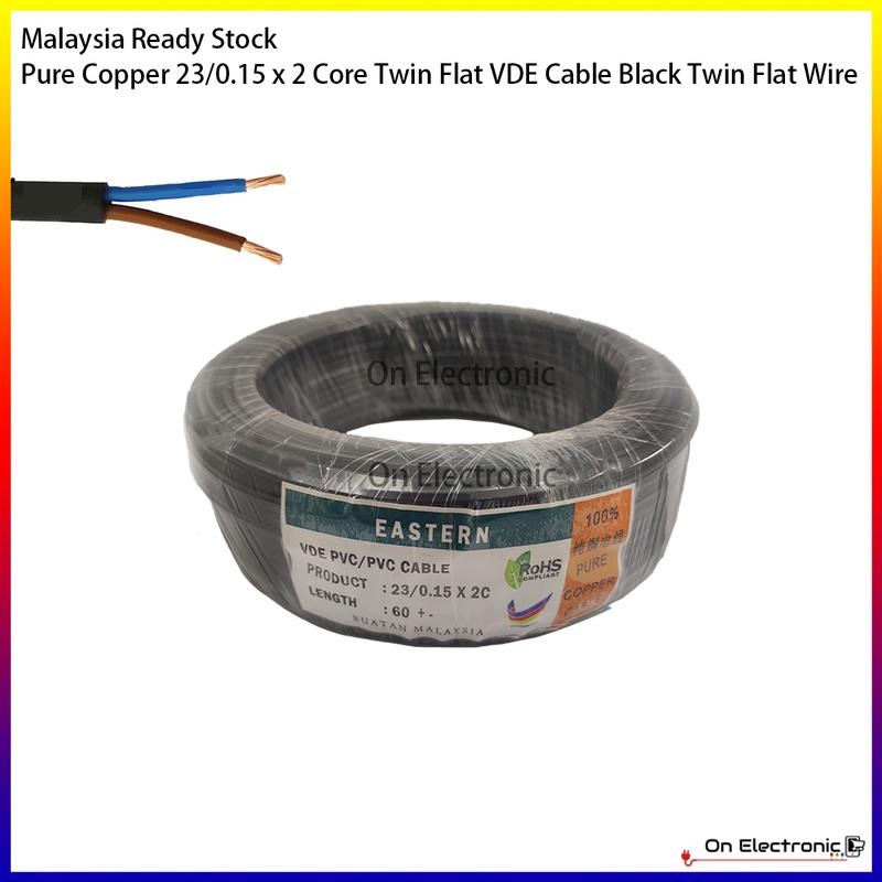 PRICE FOR 1 ROLL Pure Copper 23/0.15 x 2 Core Twin Flat VDE Cable ...
